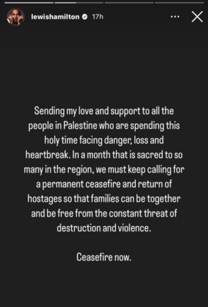 Lewis Hamilton Gesa Gencatan Senjata Segera Di Gaza